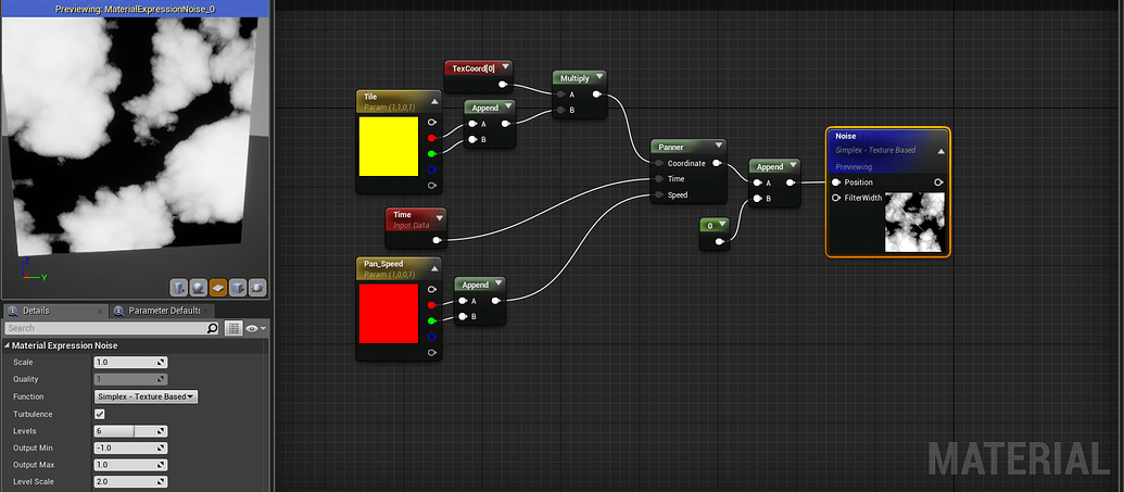 Help with panning a noise node on the y-axis (UE4) (Solved) - Real Time VFX
