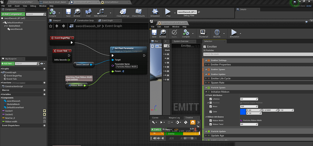 Setting ribbon width from blueprint - Real Time VFX