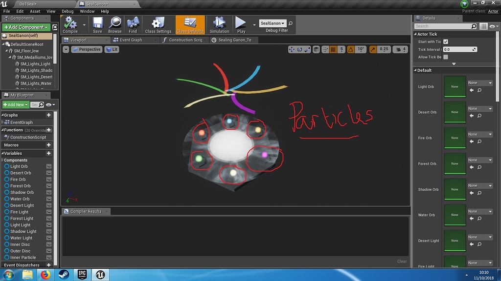 How do I connect Particle Systems with timelines in Blueprints in Ue4? (Ocarina of Time spoilers ...