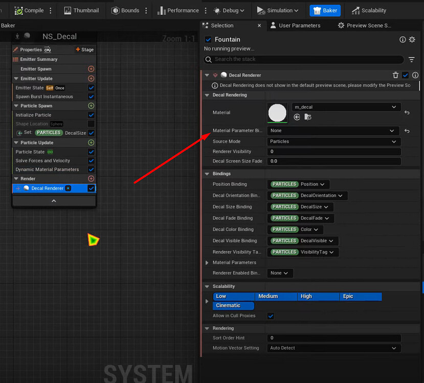 Help with Decal Renderer component on Niagara - Real Time VFX