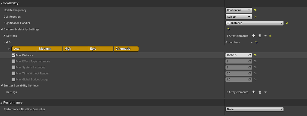 When using Niagara Effect Type how can I override Distance Culling for ...