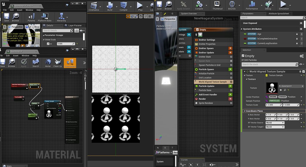 How to Spawn Particle Via WorldAlinedTexture Sampler Niagara? - Real ...