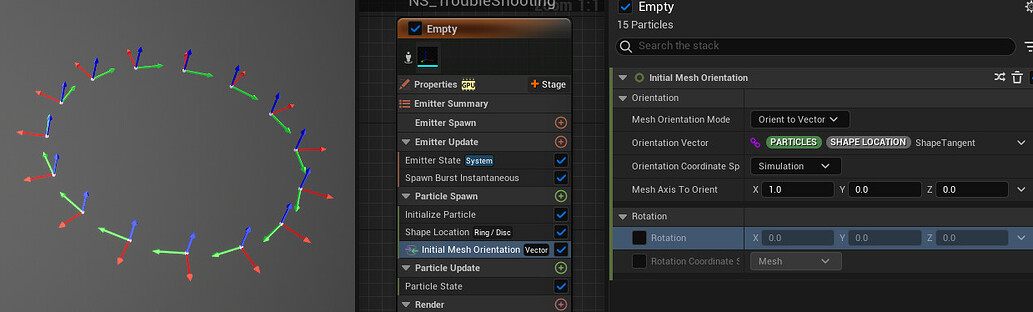 Setting mesh rotation to always face the front of the mesh on the outside of a ring shape - Real ...