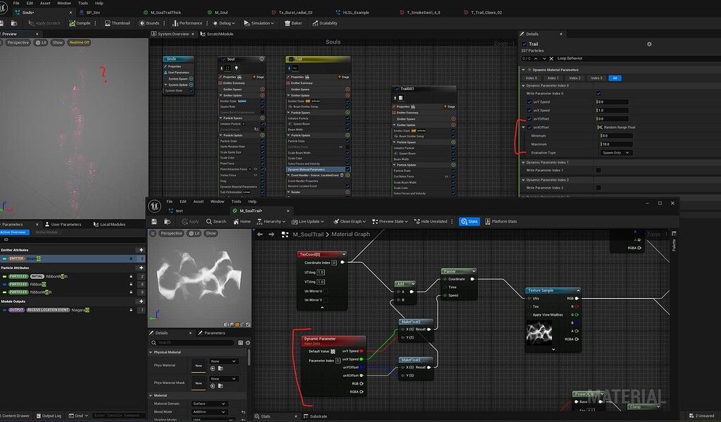 Ribbon UV offset through dynamic parameter bugging out - Real Time VFX