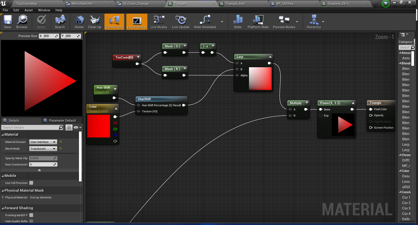 How to make chroma and Luminance gradient for ue4 triangle? - Real Time VFX