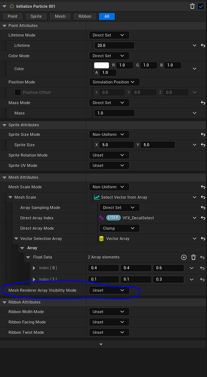 How can I take advantage of " Mesh Renderer Array Visibility Mode" UE 5 Niagara - Real Time VFX