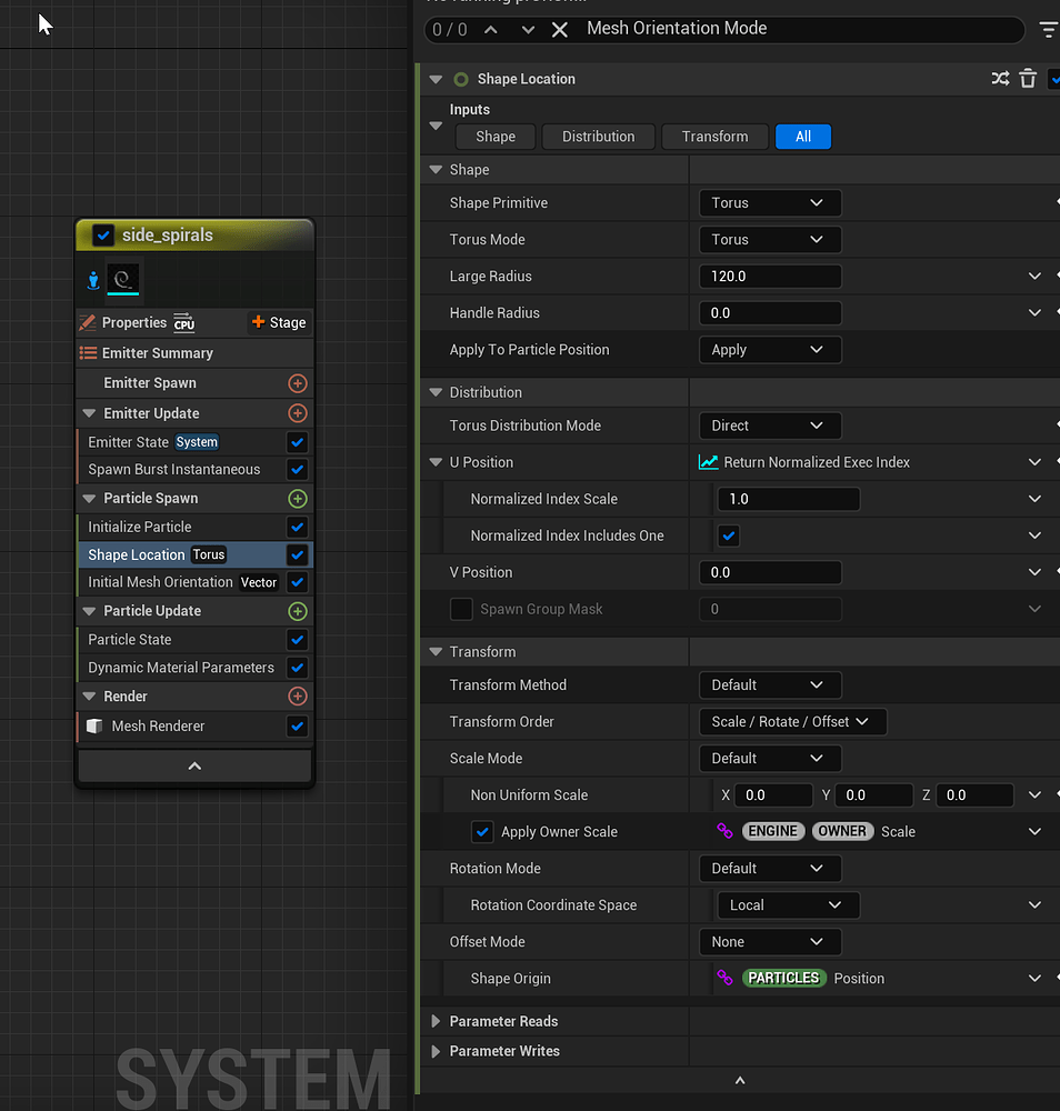 Trying to spawn mesh particles in a torus shape - Real Time VFX