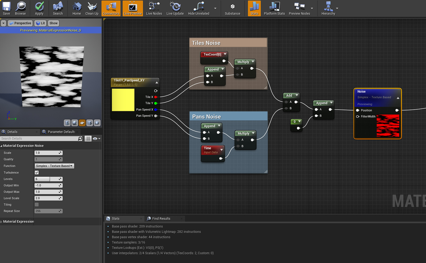 Help with panning a noise node on the y-axis (UE4) (Solved) - Real Time VFX