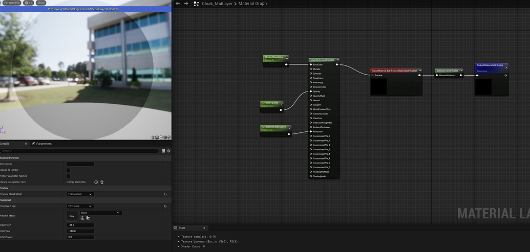 Issue creating Translucent Material Layer for Material Layers Blend in UE5 - Real Time VFX